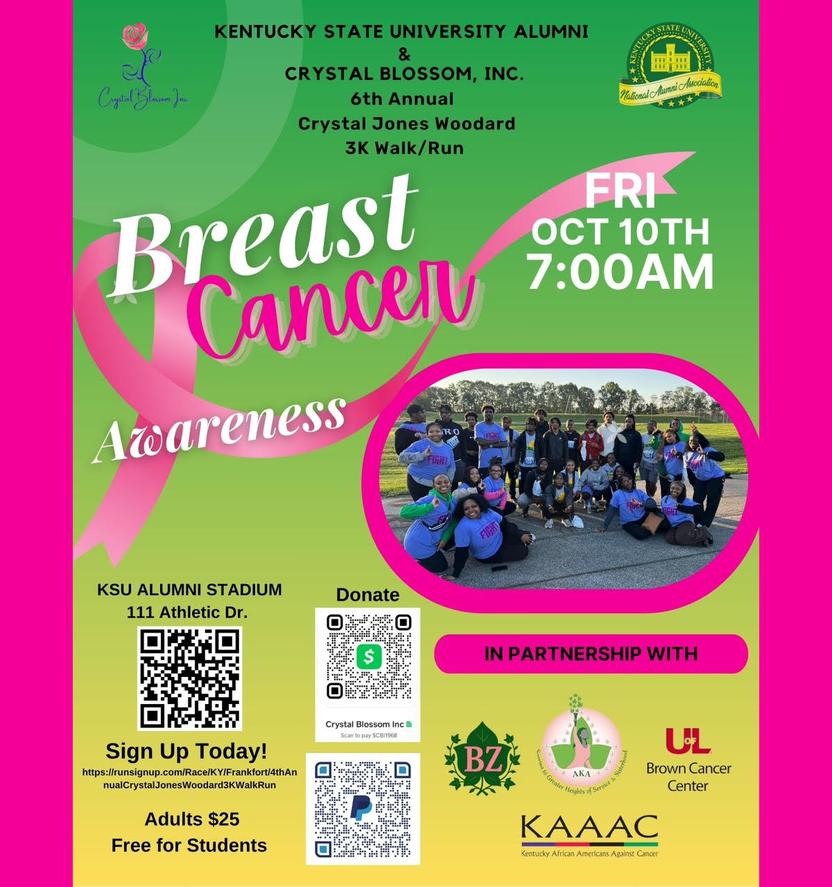 KSU & Crystal Blossom Inc. Breast Cancer Awareness Walk/Run