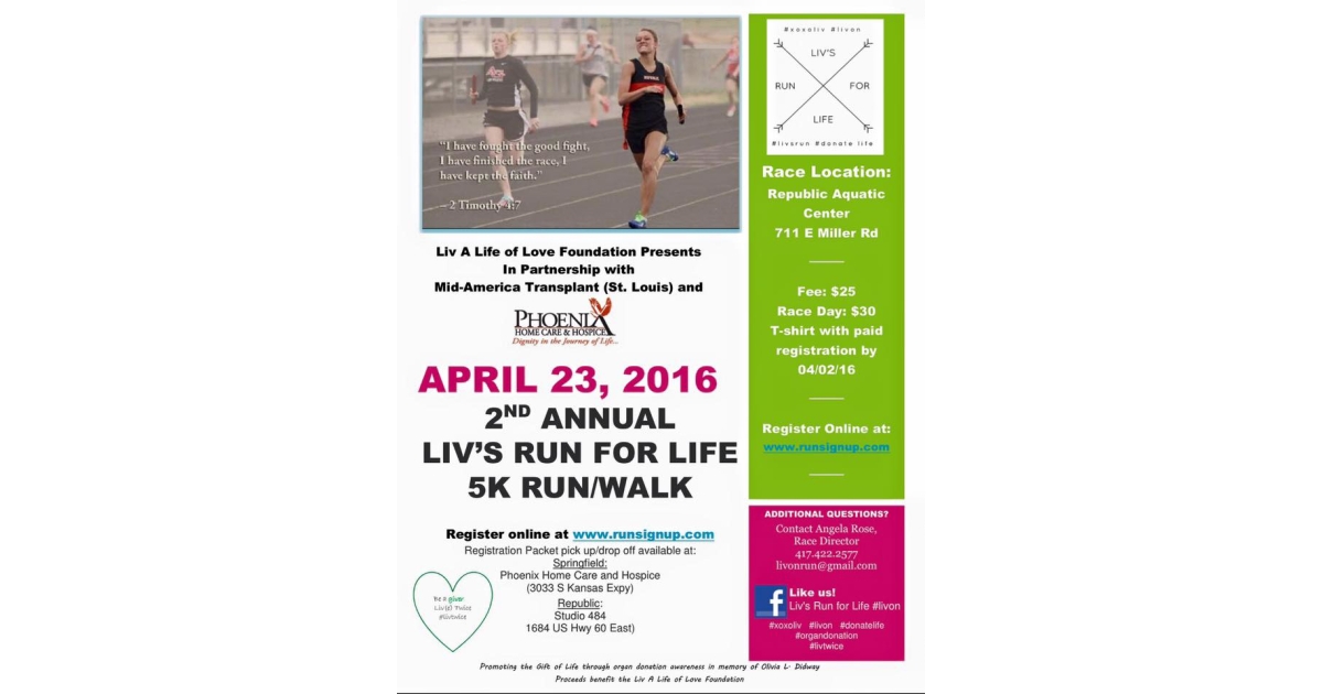 Second Annual Liv's Run for Life 5K Run/Walk