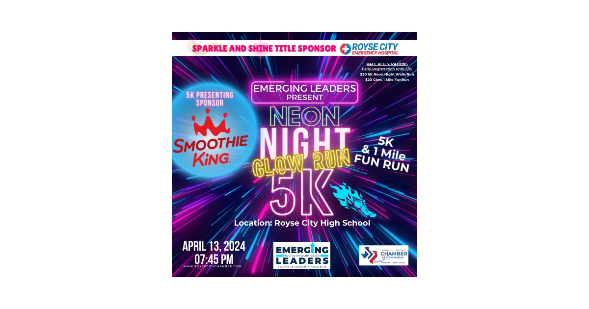 Neon Night Glow Run 5k & 1K FunRun Loop by the Royse City Chamber ...