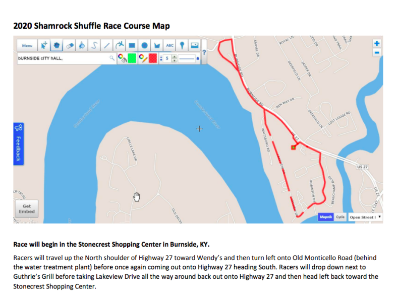 9th Annual Shamrock Shuffle 5K: Course Map