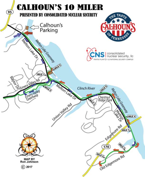 Oak Ridge 10 Miler: Course Map